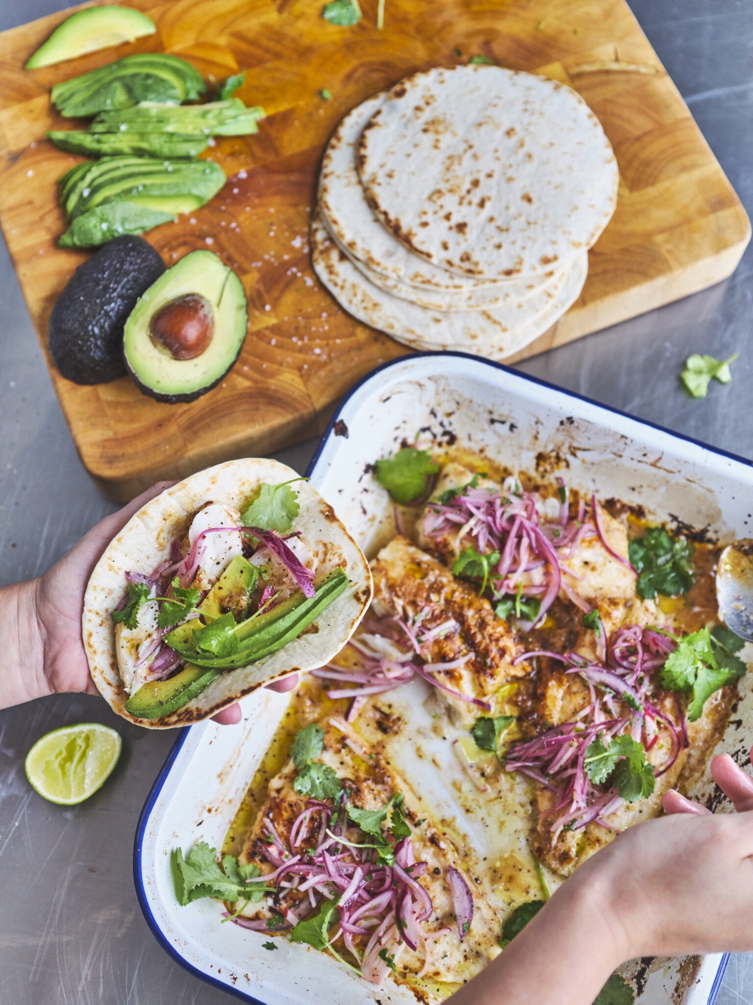 Smokey Cod Tray-Bake Tacos | Hip And Healthy